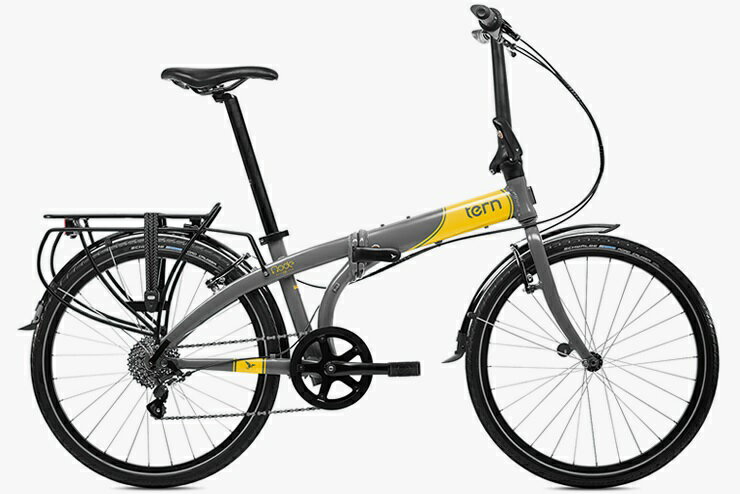 【楽天市場】アキボウ ternターン Node D8 24インチ 2016年モデル 折りたたみ自転車 8speed、フェンダー、リアラック付き グレー イエロー 16NOD8GYYE | 価格 ...