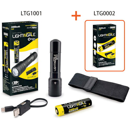 【楽天市場】LIGHTINGALE ライティンゲイル スマホにも給電できる充電池付属1250ルーメンLEDライト+スペア充電池セット cp161t LTG1001-26SET 防災 安心 充電 ...