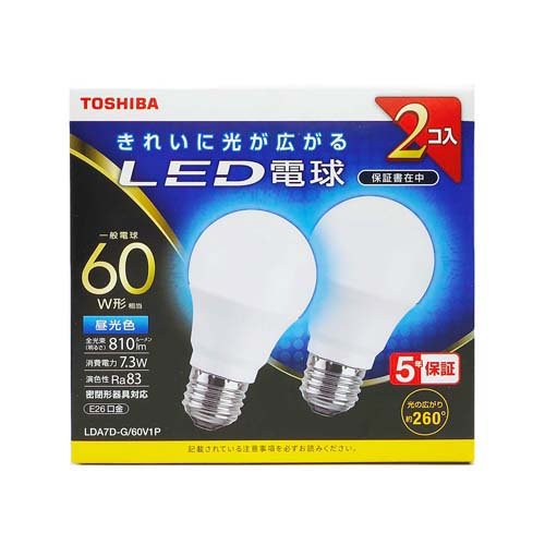 【楽天市場】NVC Lighting Japan 東芝 LED電球 昼光色 60W形相当 全方向260度 LDA7D-G／60V1P(2個入) | 価格比較 - 商品価格ナビ