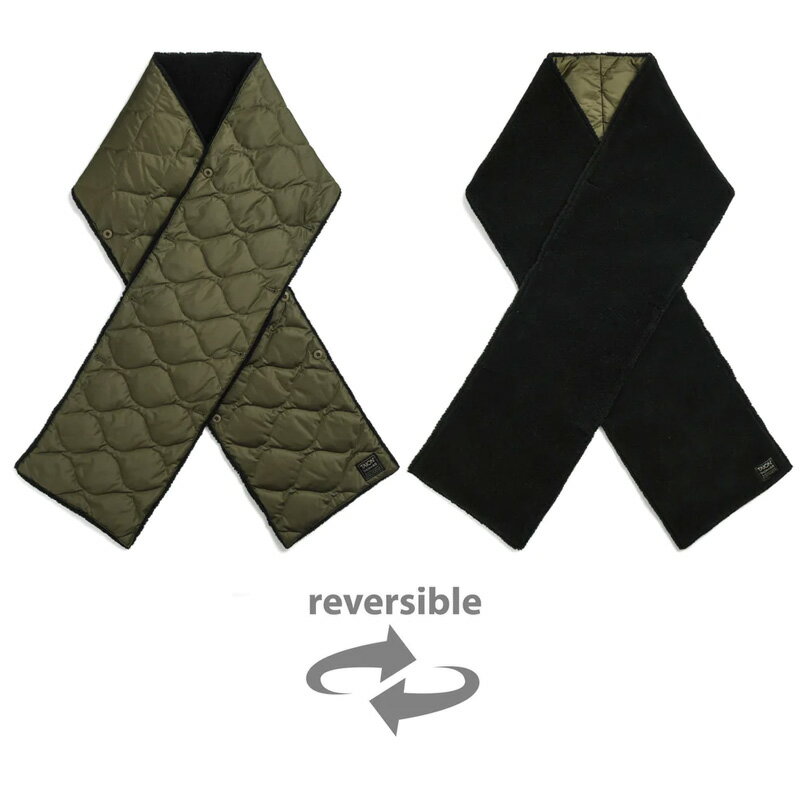 【楽天市場】Grado Mondo タイオン TAION ミリタリー リバーシブル ダウンマフラー フリー D.OLIVE×BLACK ...