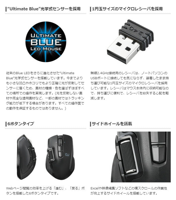 【楽天市場】エレコム エレコム マウス ワイヤレス ハードウェアマクロ搭載 Sサイズ ブラック M-DWS01DBBK(1個) | 価格比較 - 商品価格ナビ