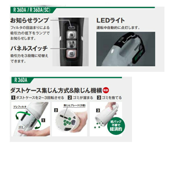 【楽天市場】工機ホールディングス HiKOKI コードレスクリーナー R 36DA(XP) | 価格比較 - 商品価格ナビ